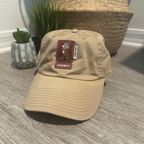 Disney | Accessories | Vintage Grumpy Dwarf Disney Hat Strap Back Beige ...